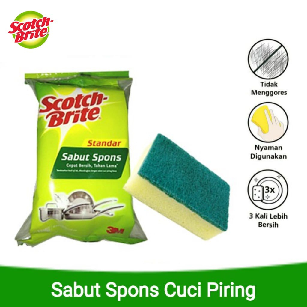 Jual Scotch Brite 3M Standar Sabut Spons Cuci Piring | Shopee Indonesia