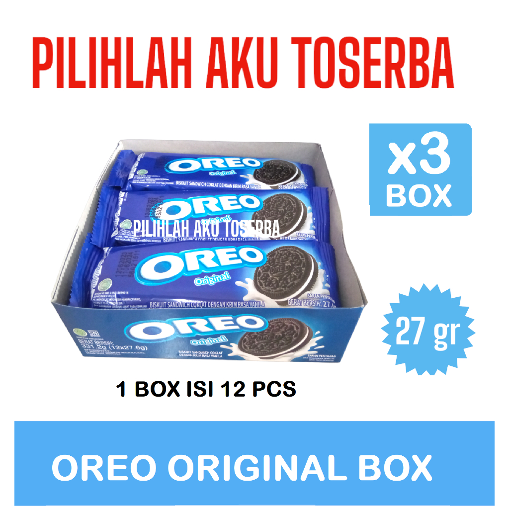 Jual Biskuit Oreo Original Krim Vanilla 12 x 27 gr ( HARGA PAKET 3 BOX ...