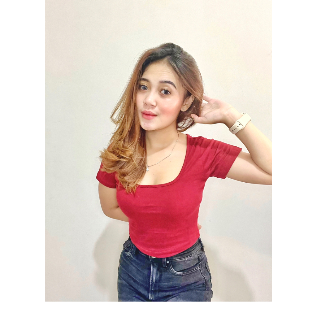 Jual Kaos Martina Basic Kaos T-Shirt Crop Top Murah Crop Top Korea ...
