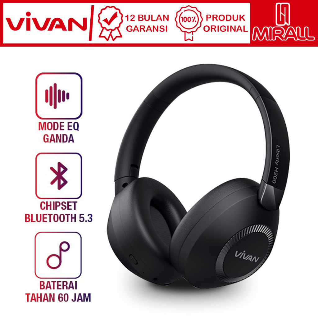 Jual VIVAN Liberty H200 Headset Wireless Bluetooth 5.3 Earphone Bass ...