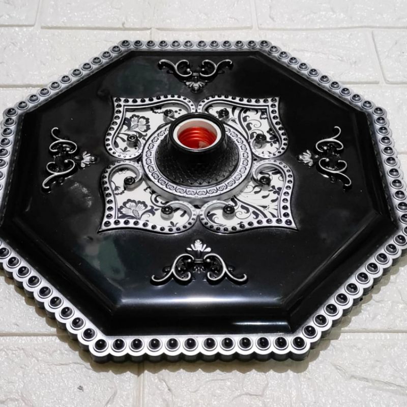 Jual Ornamen Pitting Lampu Plafon PVC 30x30 Warna Hitam Mewah Elegan ...
