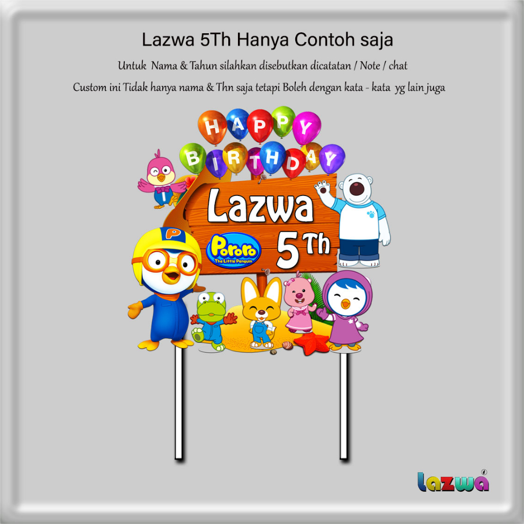 Jual Topper cake Custom Karakter Pororo | mixue | barbie | spiderman ...