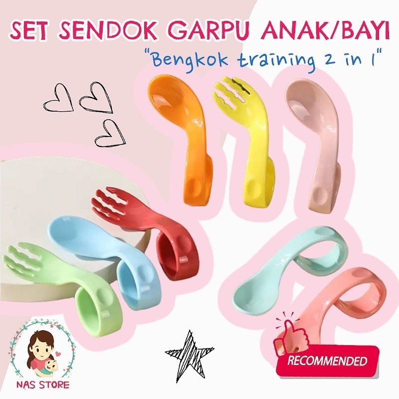 Jual NAS STORE Set Sendok Garpu Anak Bayi Belajar Makan Bengkok ...