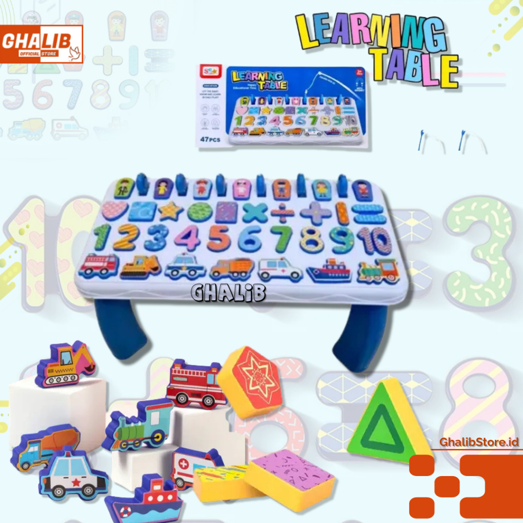 Jual Mainan Edukasi Meja Belajar Menyusun Menghitung Angka Huruf Warna ...