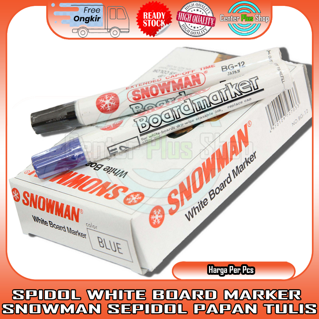 Jual Snowman Spidol Whiteboard BG 12 Marker Sepidol Papan Tulis Warna ...