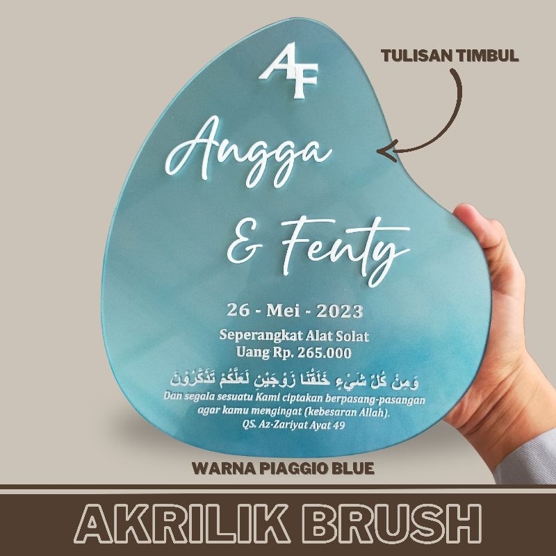 Jual Akrilik Brush Teardrop Backdrop Pigura Hantaran Mahar 3D Rustic ...