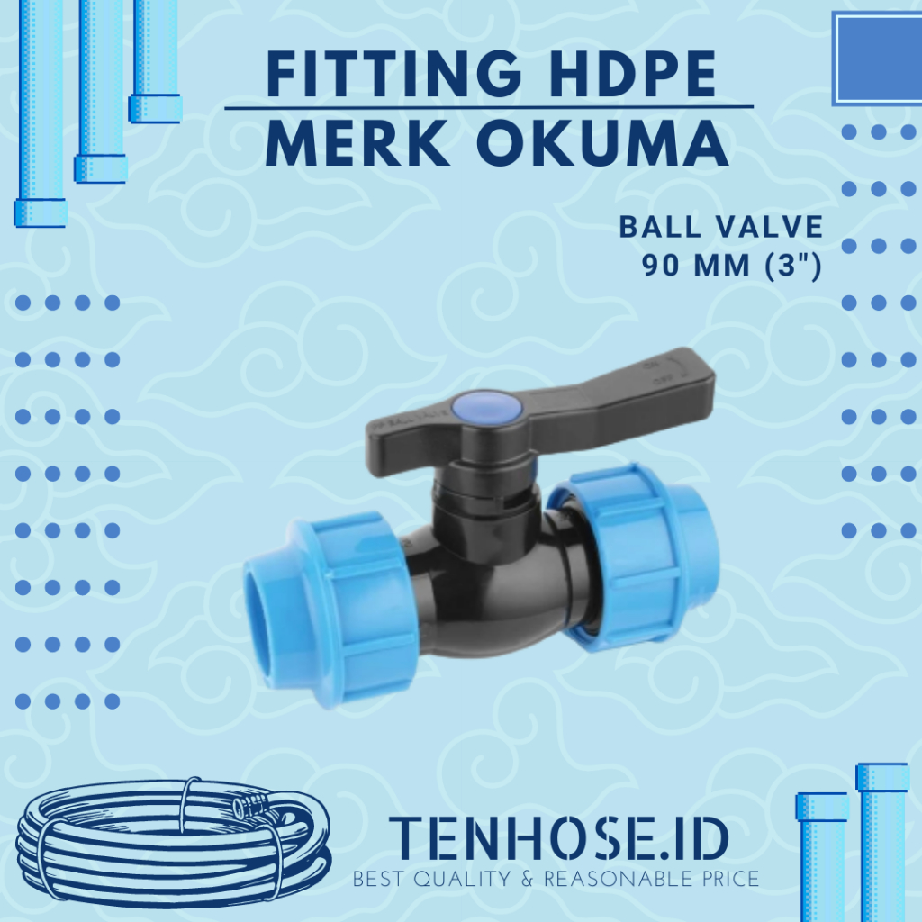 Jual Stop Kran / Ball Valve Merk OKUMA Ukuran 90 MM (3" Inch) Fitting HDPE | Shopee Indonesia