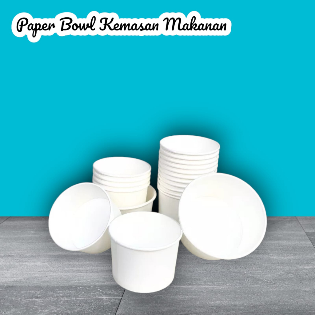 Jual TERMURAH Mangkok Kertas / Bakso / Paper Bowl Putih Polos Tebal ...