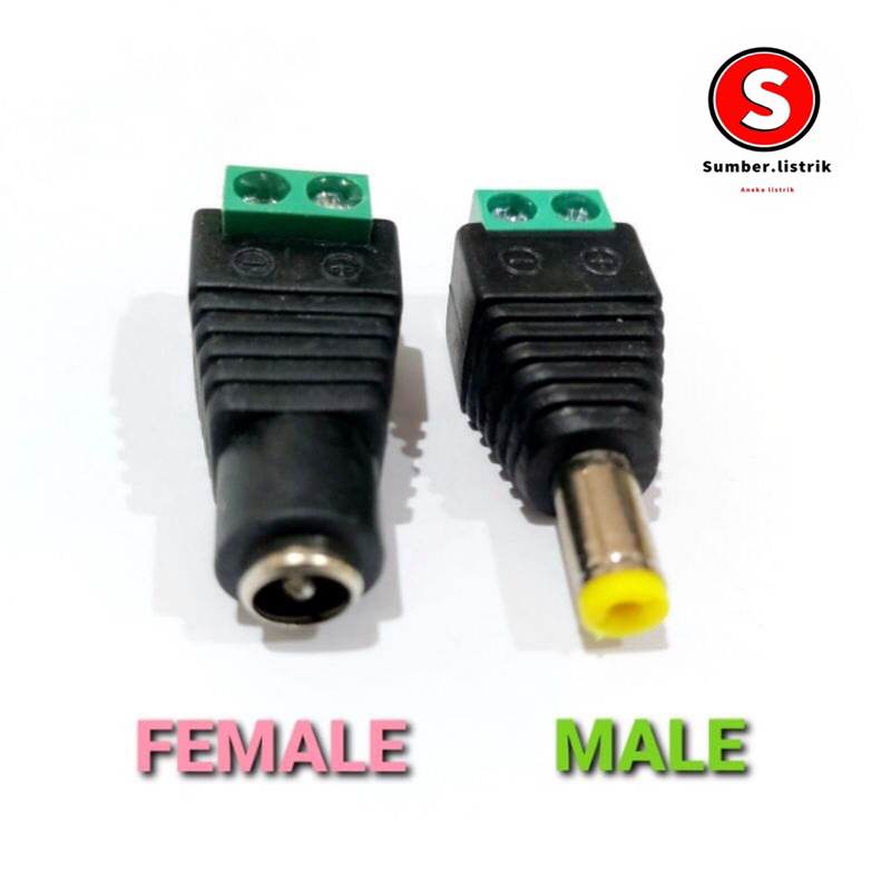 Jual konektor cctv dc male high quality / Jek DC Male / Female konektor jack power sambung ...