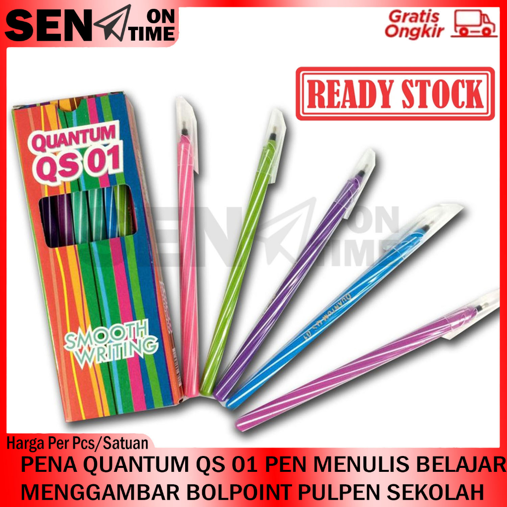Jual PENA QUANTUM QS 01 BOLPEN BALPEN STANDARD PEN SPIRAL LILIN ULIR TINTA HITAM PULPEN STANDAR ...