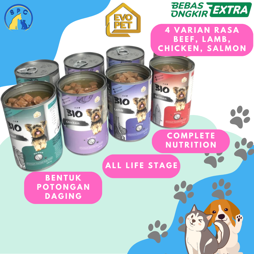 Jual BIO DOG 400gr Makanan Basah Anjing Premium Evopet Puppy Adult Wet ...