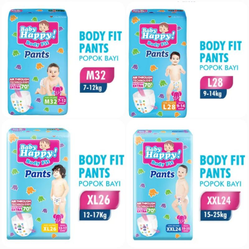 Jual Baby Happy Pants READY S38+2/ M32 / L28/ XL26 / XXL24 | Shopee Indonesia