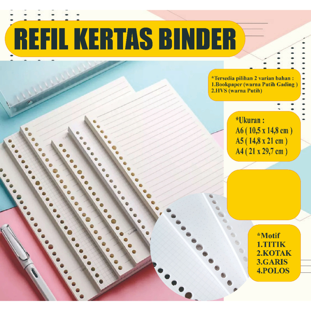 Jual Refill/Isi Ulang Kertas Notebook A6 / bookpaper A5/ HVS A4 - A4 ...