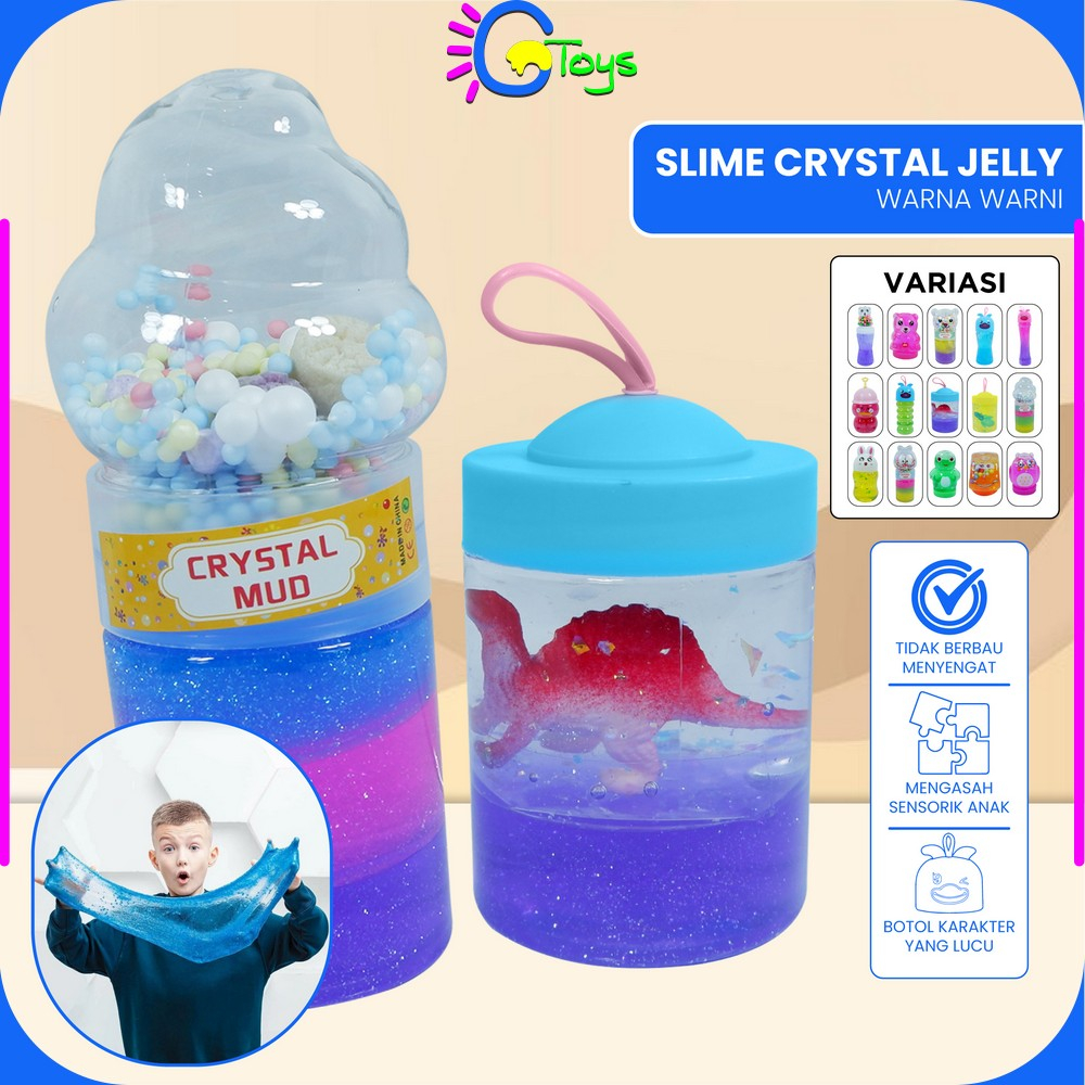 Jual CR-M336 Mainan Anak Slime Karakter Lucu 2 Warna Gradasi / Crystal Slime Glitter Motif Bebek ...