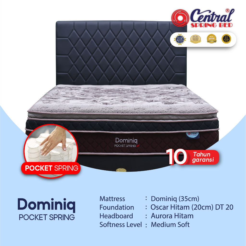 Jual Springbed CENTRAL DOMINIQ POCKET SPRING PLUSHTOP PILLOWTOP -Kasur ...