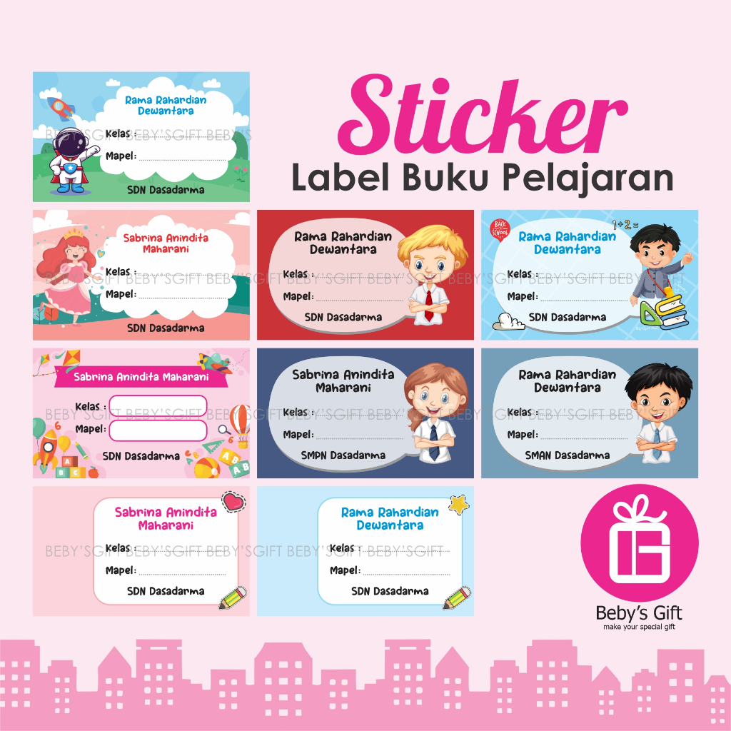 Jual Sticker Label Buku Sekolah Stiker Mata Pelajaran Custom Nama ...