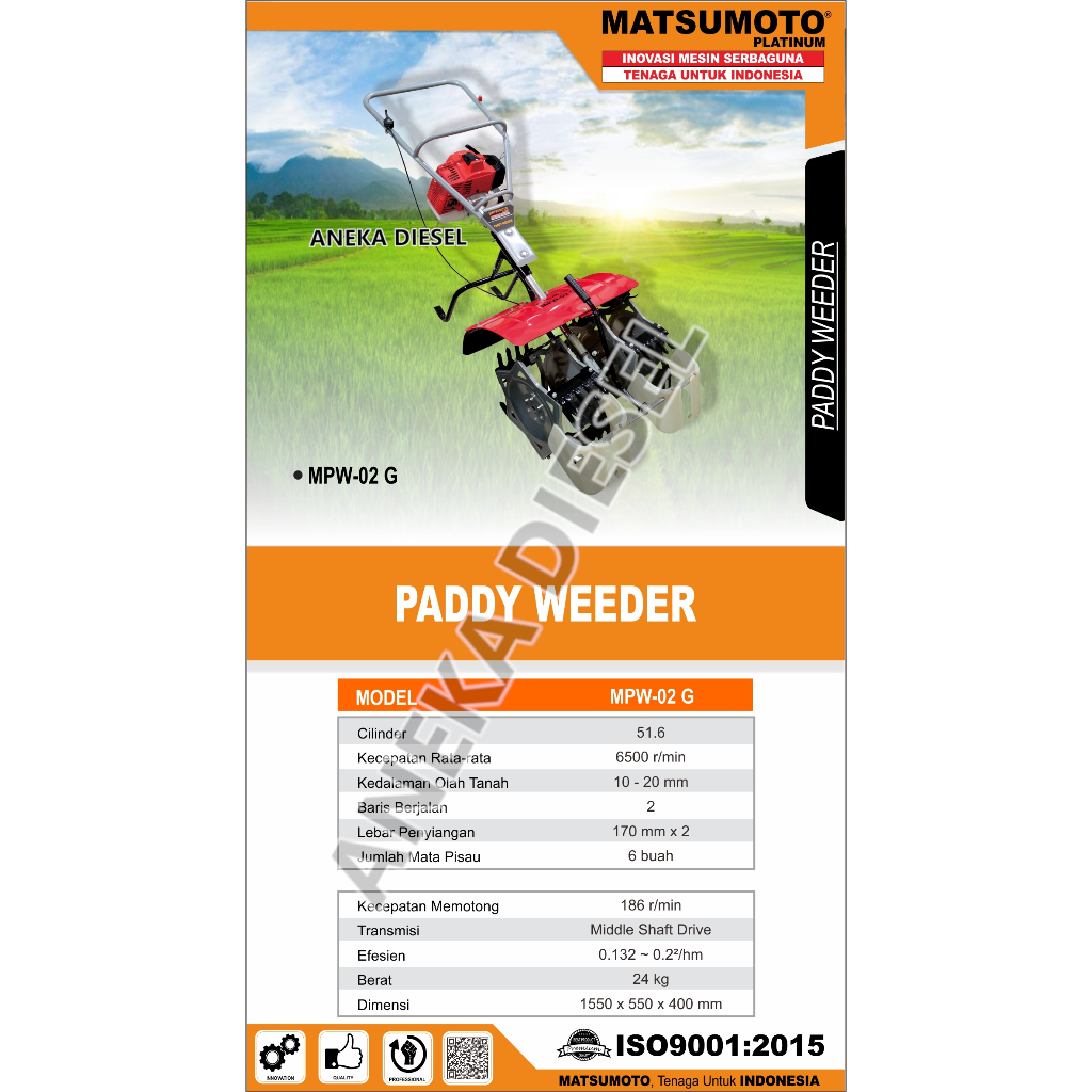Jual Mesin Traktor Penyiang Padi Paddy Weeder MATSUMOTO MPW 02 G Mesin ...