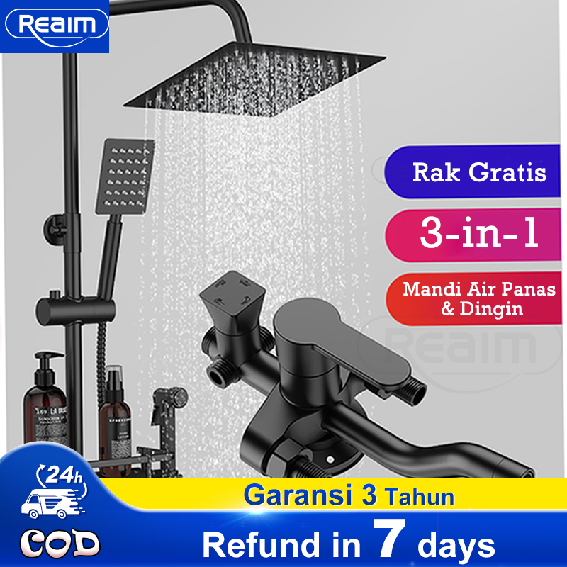 Jual Reaim Shower Kamar Mandi 1 Set + Kran Cabang /Shower Tiang Set Panas-Dingin / Column Shower ...
