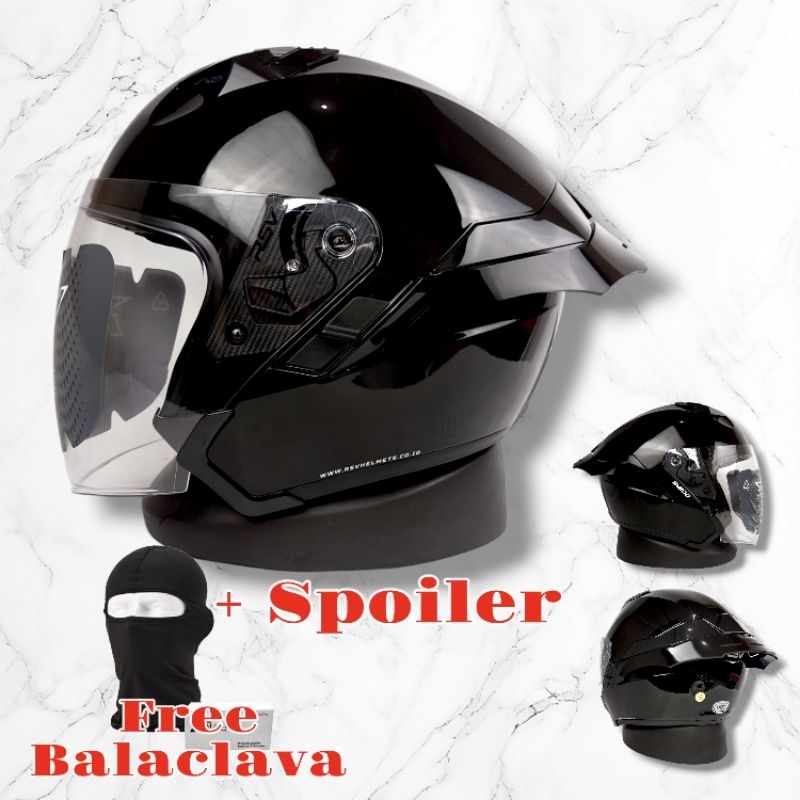 Jual RSV SV300 BLACK GLOSSY PAKET SPOILER / HELM RSV HALF FACE | Shopee ...