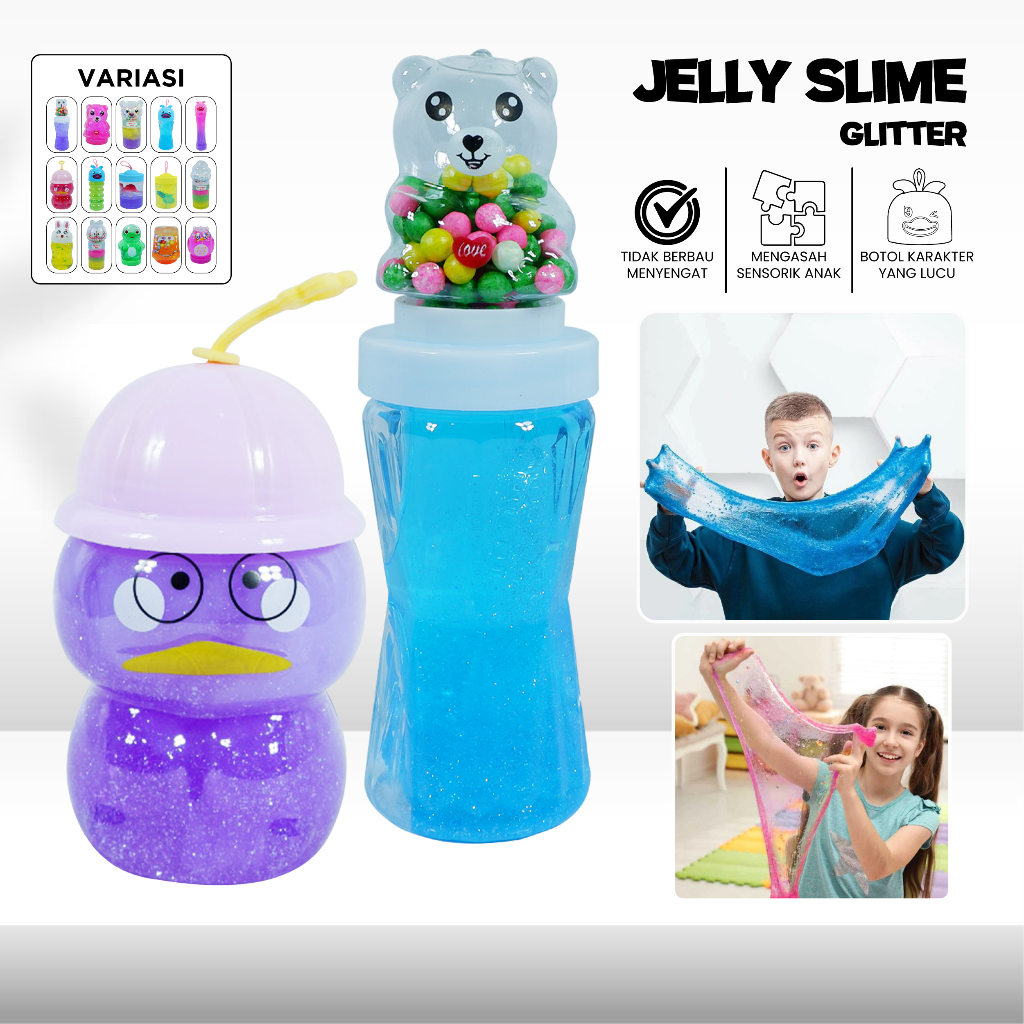 Jual Mainan Anak Slime Karakter Lucu 2 Warna Gradasi / Crystal Slime ...