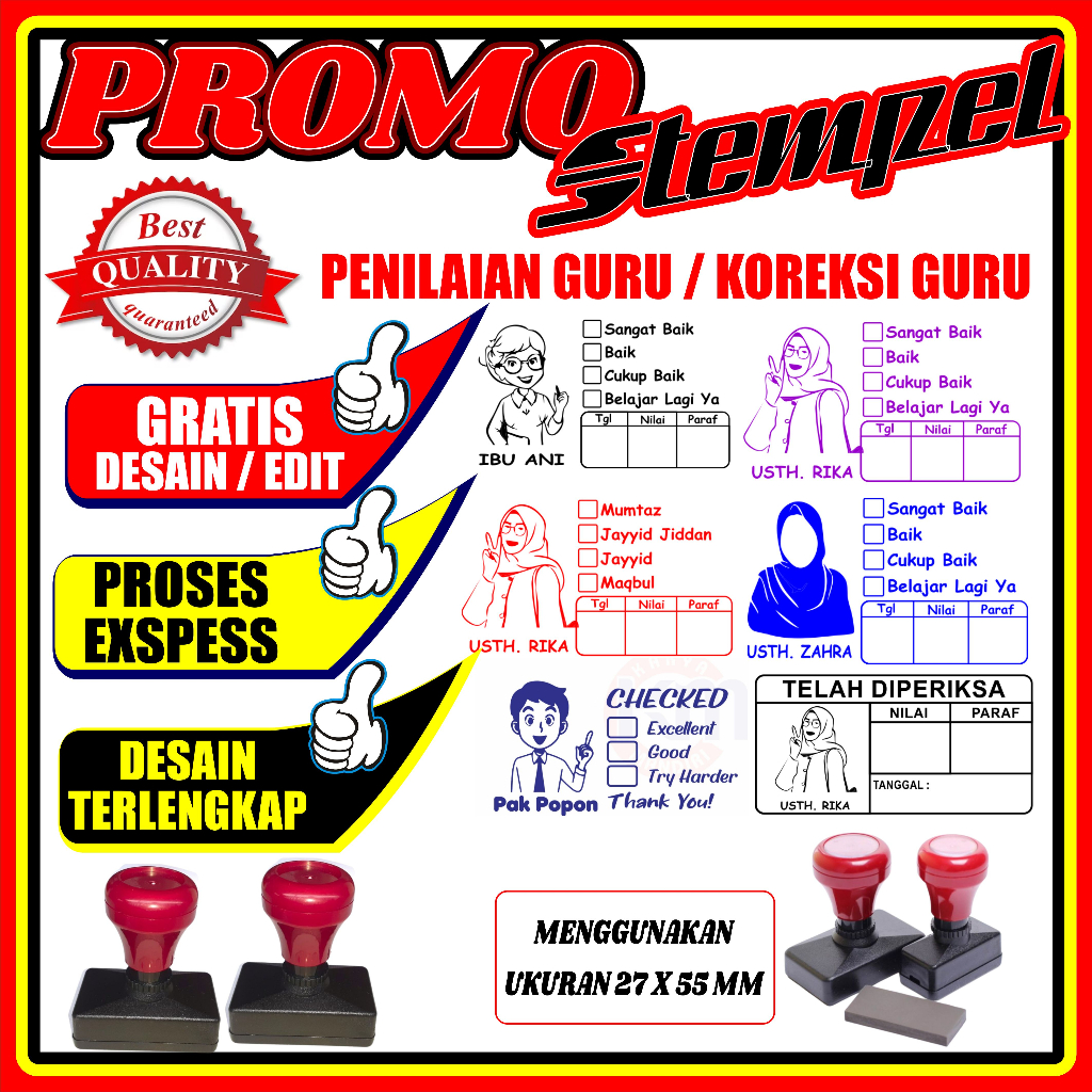 Jual Promo Stempel Nilai Guru Murah / Cetak Stempel Checked Penilaian ...