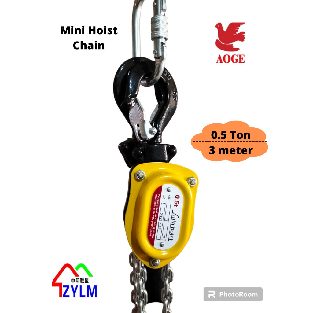 Jual Aoge Mini Hoist Chain Lever Block 0.5 Ton x 3 Meter | Shopee Indonesia