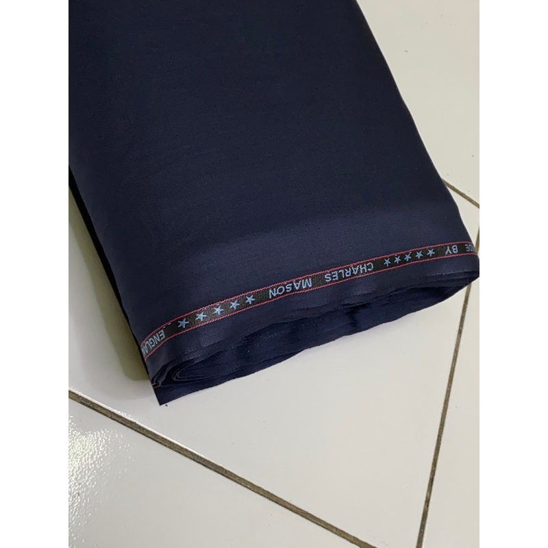 Jual Bahan kain katun navy dan biru benhur wool and slik adem 100 ...