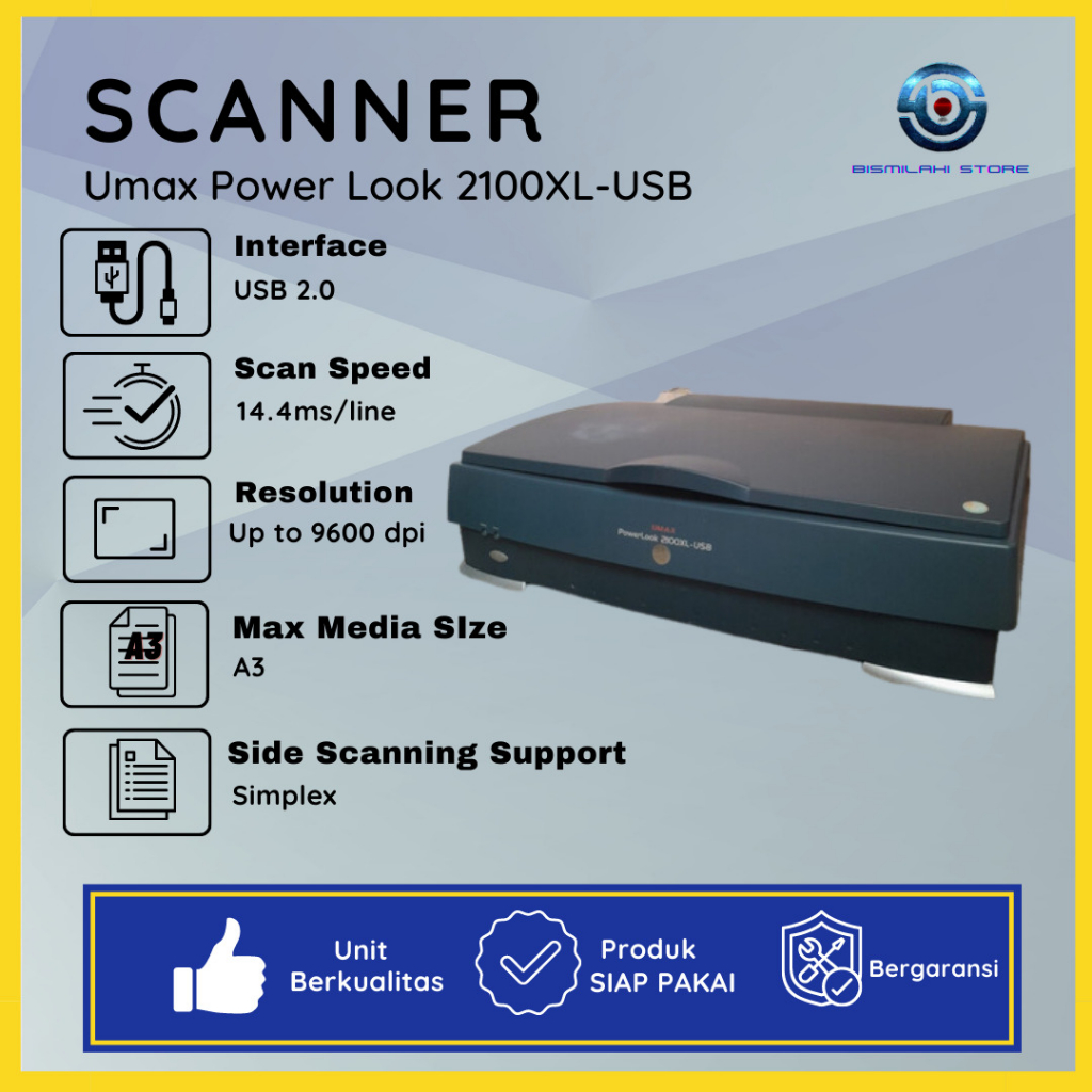 Jual Scanner A3 Umax Power Look 2100XL-USB Support Windows 10 | Shopee ...