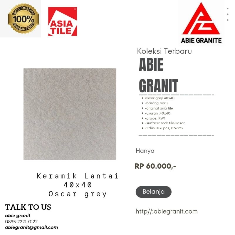 Jual keramik kamar mandi 40x40 Oscar grey asia tile | Shopee Indonesia