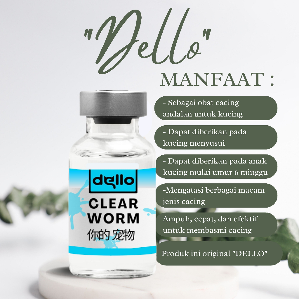 Jual DELLO CLEAR WORM - Obat Anti Infeksi Cacing Kucing Cat Kitten ...
