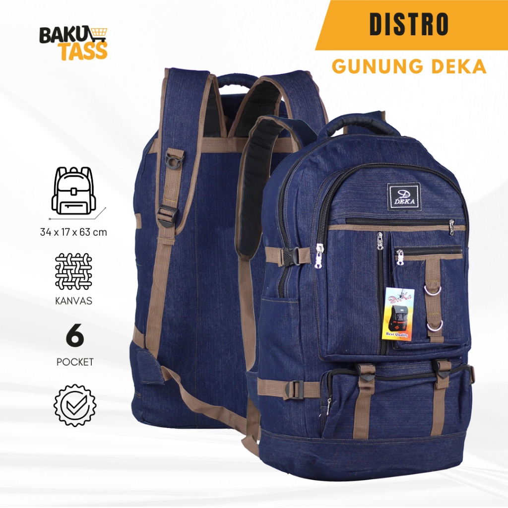 Jual Backpack Pria Camping Hiking Distro Gunung Deka Navy Ransel Gunung ...