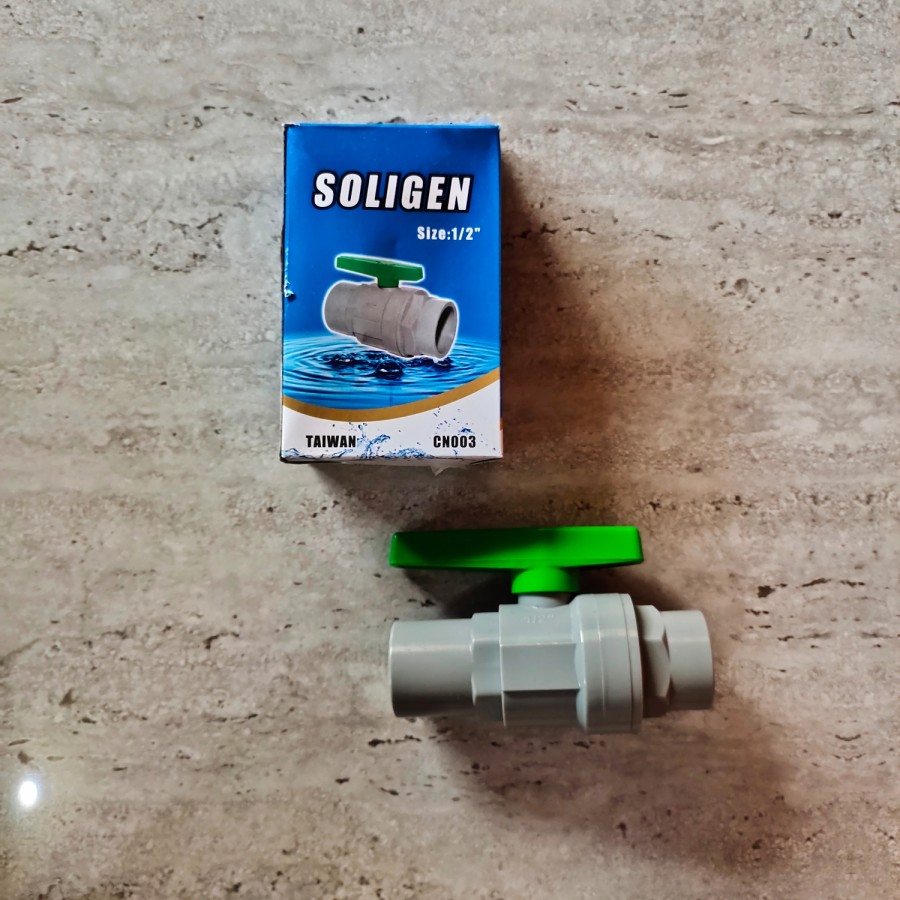Jual Stop Kran Jumbo Soligen - Stop Kran Pvc - Ball Valve PVC 1/2 ...