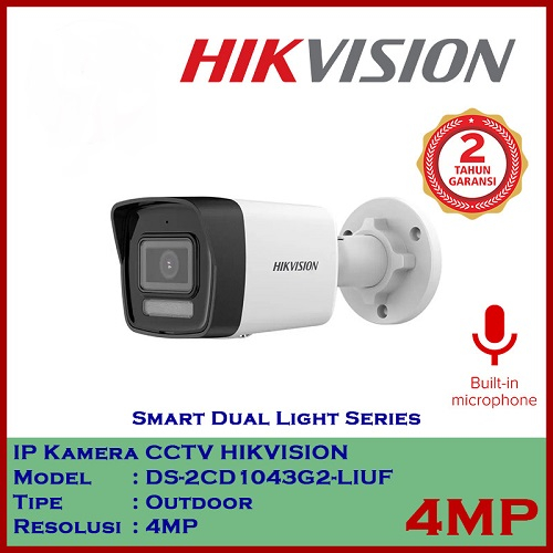 Jual IP Kamera CCTV Hikvision 4MP Smart DualLight Outdoor DS-2CD1043G2-LIUF | Shopee Indonesia