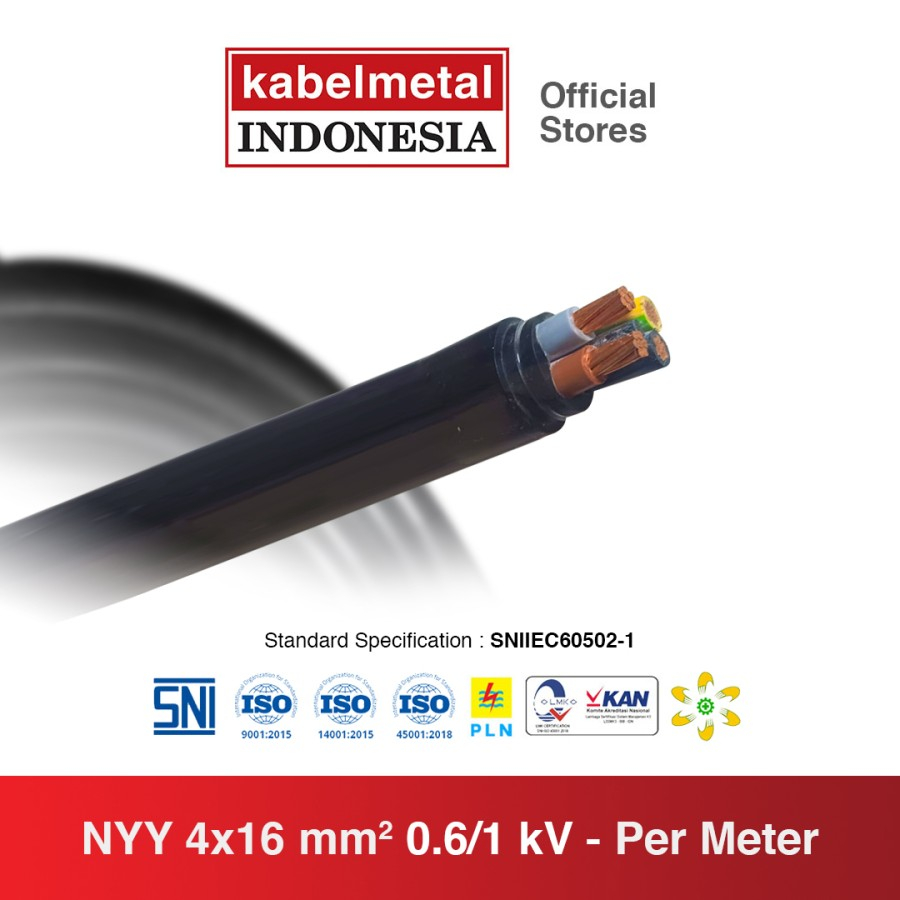 Jual Kabel NYY 4x16 mm Per Meter kabelmetal INDONESIA - Tufur Outdoor Kawat Tembaga Tunggal PVC ...
