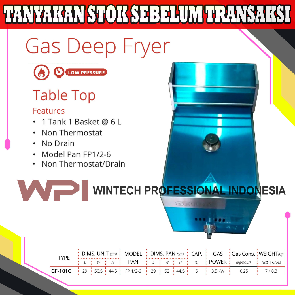 Jual Getra GF-101G GF-101 GF101G GF101 Gas Deep Fryer Untuk Goreng Ayam ...