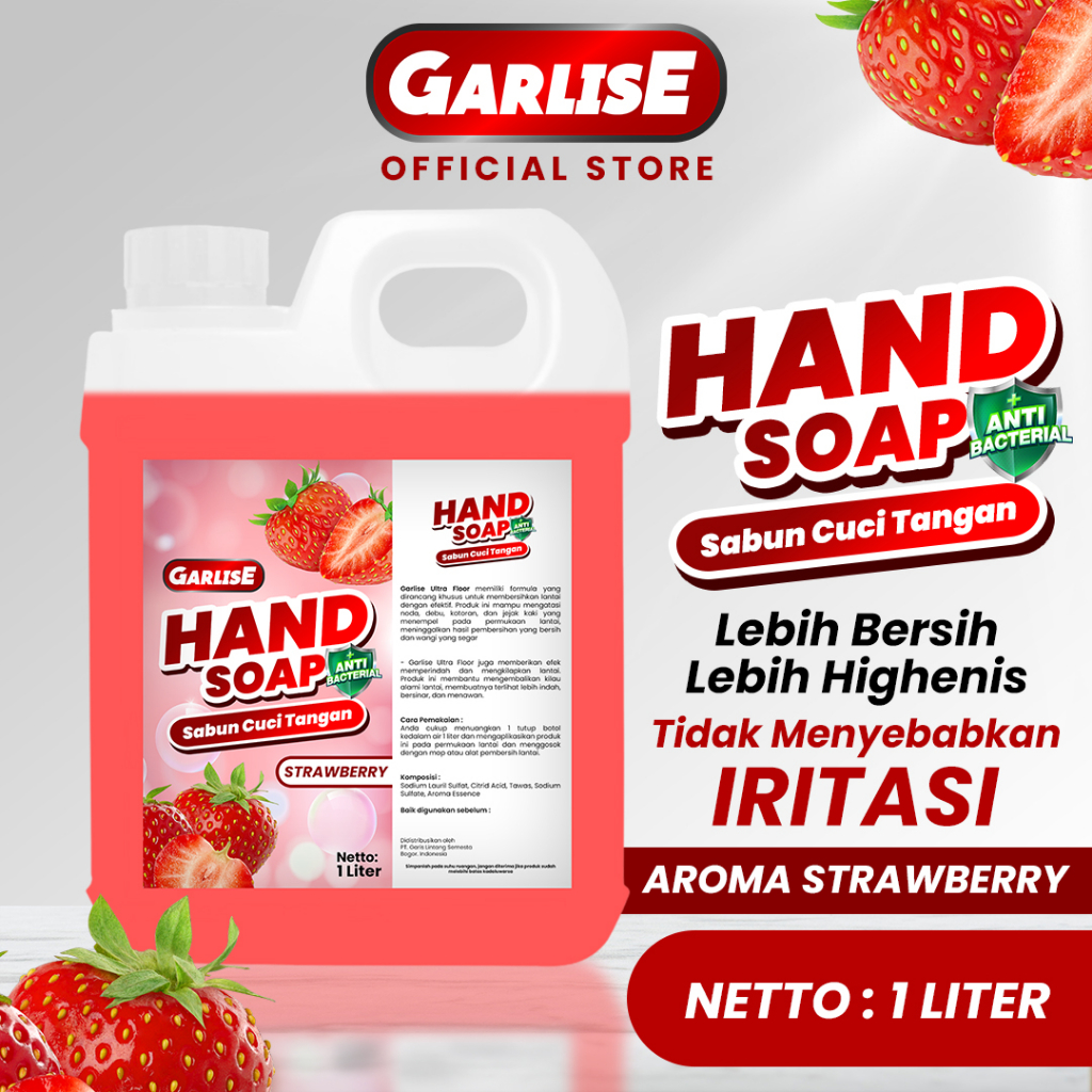 Jual GARLISE HANDSOAP AROMA STRAWBERRY 1 LITER SABUN CUCI TANGAN ...