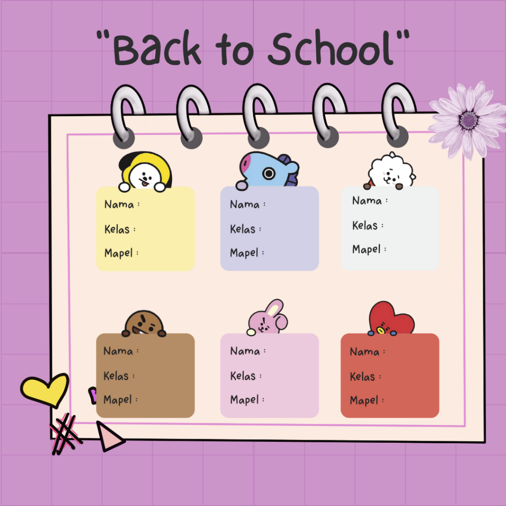 Jual STICKER Label Nama Anak Sekolah Karakter BTS | Shopee Indonesia