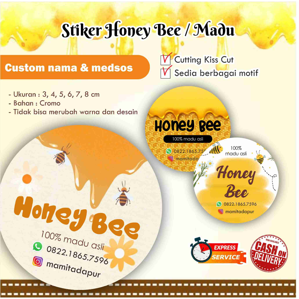 Jual [170 pcs] Stiker Madu Cromo bulat / Label kemasan makanan ...