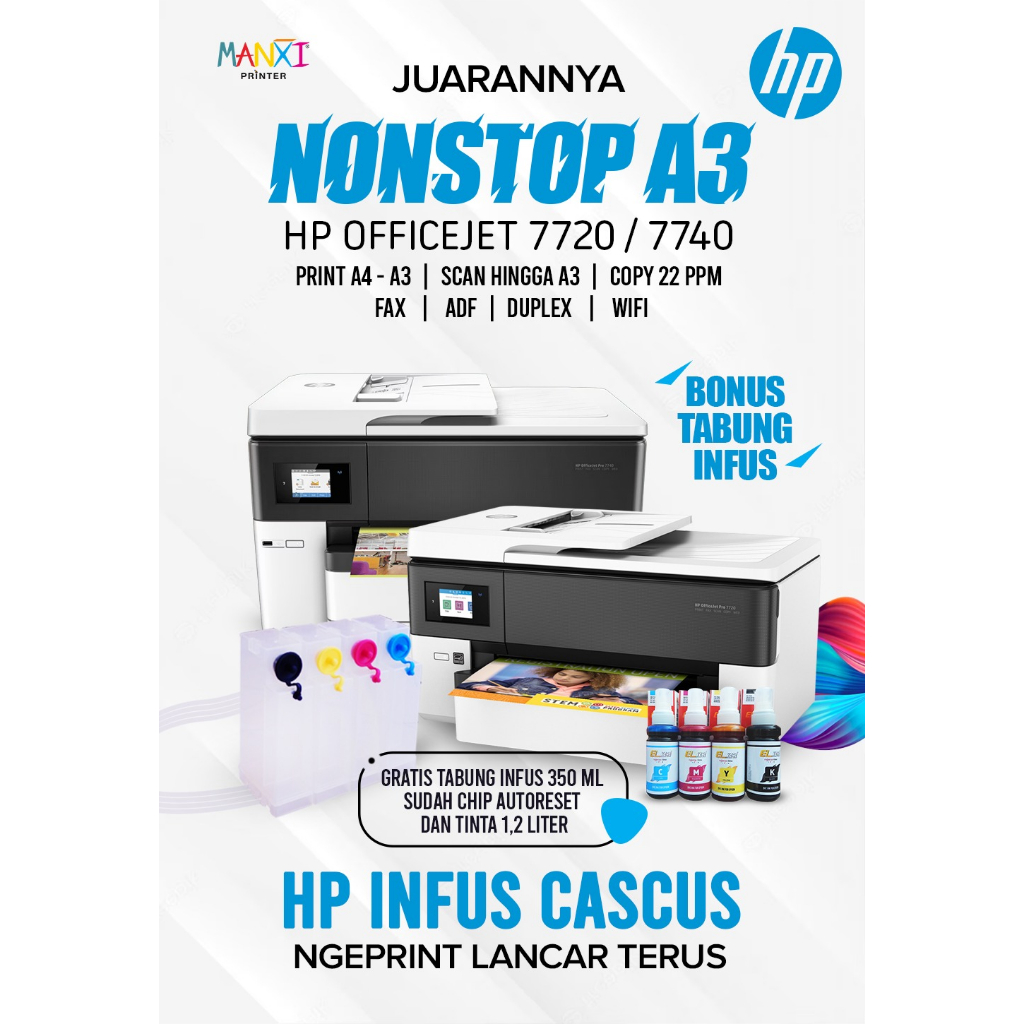 Jual Printer HP Officejet Pro 7740 A3 Wide Format infus Pigment ...
