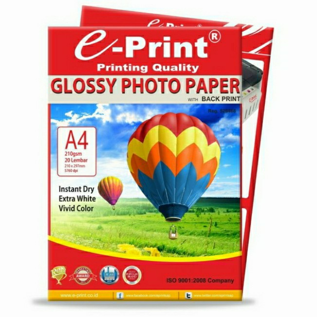 Jual KERTAS FOTO EPRINT GLOSSY A4 210 GSM ISI 20 LEMBAR | Shopee Indonesia