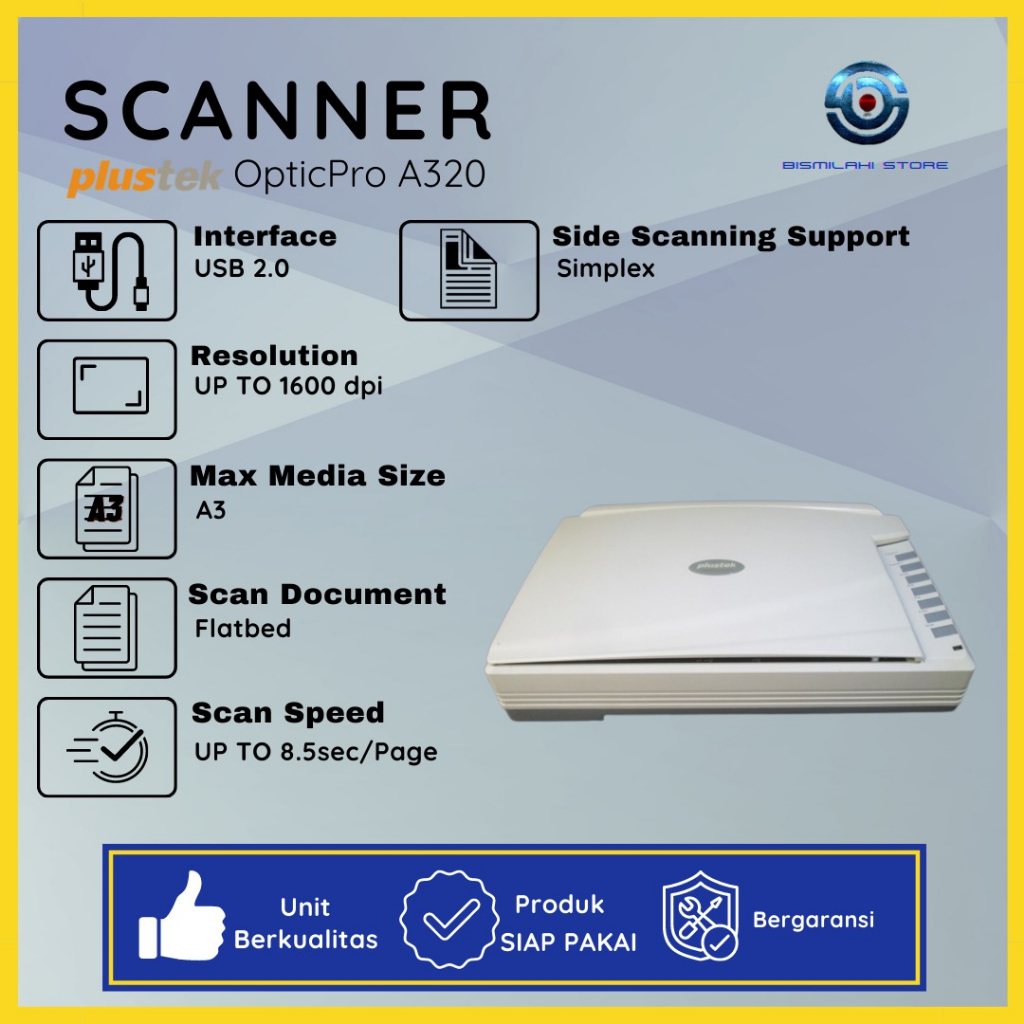 Jual Scanner A3 Plustek Opticpro A320 Bisa Kertas Folio Legal F4 Dan A4 ...