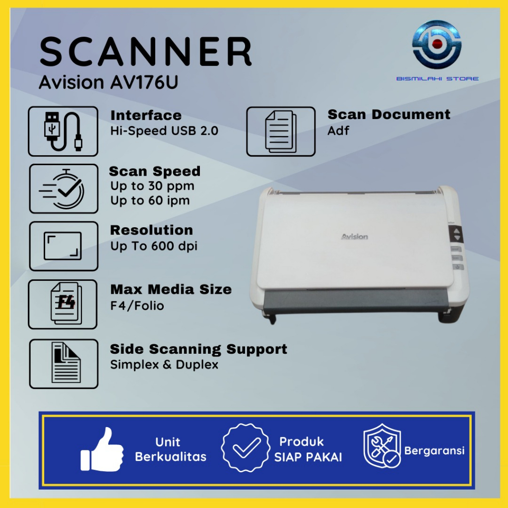 Jual Scanner F4 Avision AV176U Bisa Ukuran F4 Legal Folio | Shopee ...