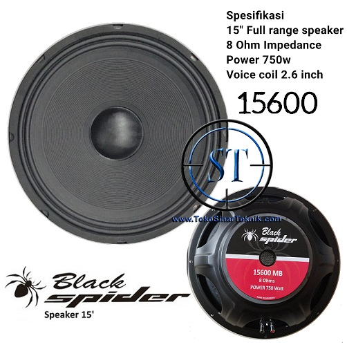 Jual Speaker 15" inch Black Spider 15600 M / MB ORIGINAL Power 750 Watt ...