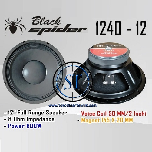 Jual Speaker 12" inch 600W 8R Black Spider 1240-12 ORIGINAL Power 600 ...