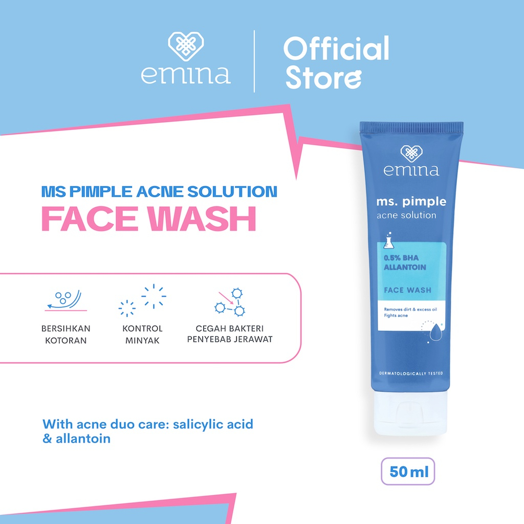 Jual emina Face Wash Ms. Pimple Acne Solution 50 ml ml | Shopee Indonesia