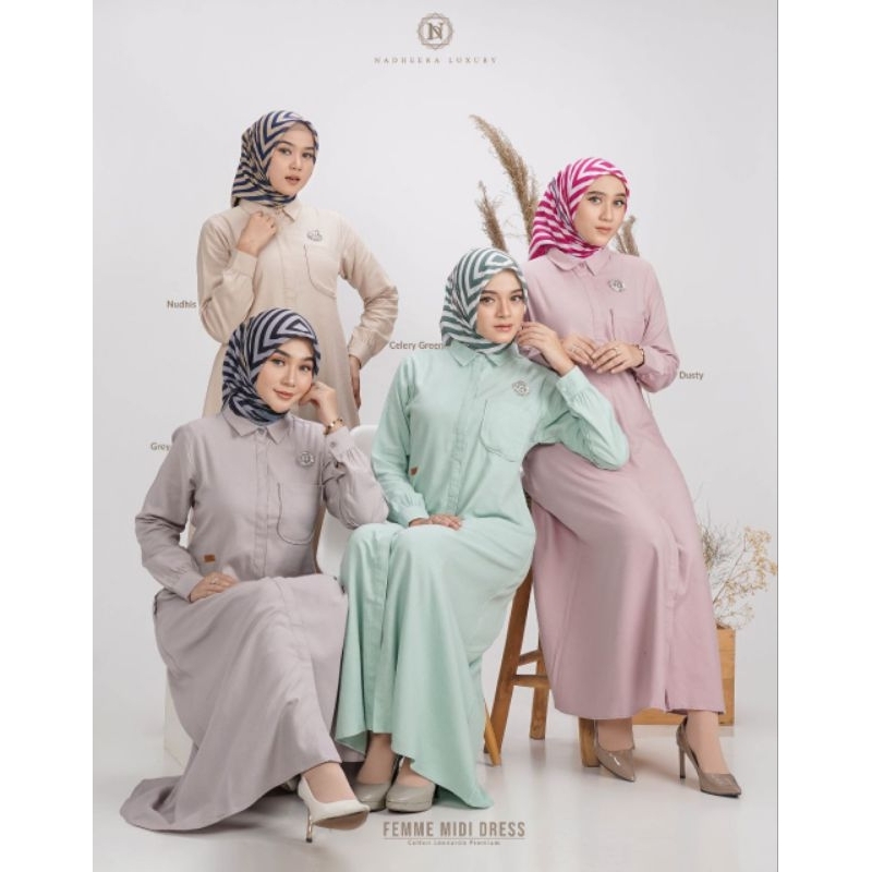 Jual Femme Midi Dress By Nadheera Luxury ll rekomendasi dress simple ll rekomendasi outfit ...