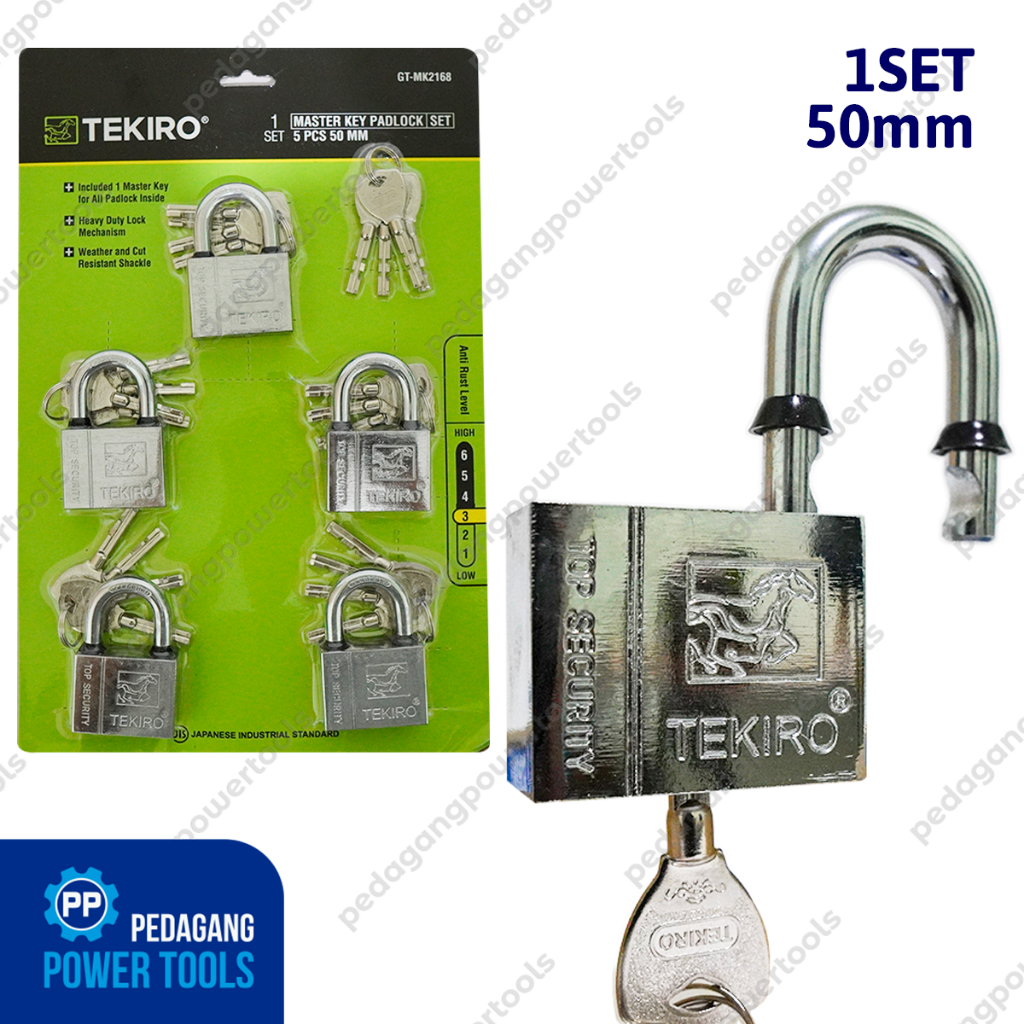 Jual TEKIRO Gembok Master Key 50 mm Set 5 pcs Kunci Pagar Rumah Padlock ...