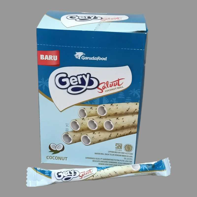 Jual { PerBox isi 24 } Gery Saluut Coconut Roll - Wafer Roll rasa ...