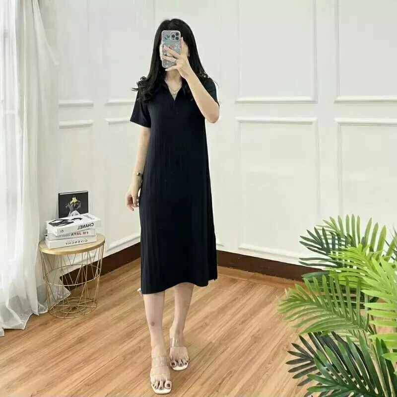 Jual Dress Kerah wanita Daster Hornet Knit | Shopee Indonesia