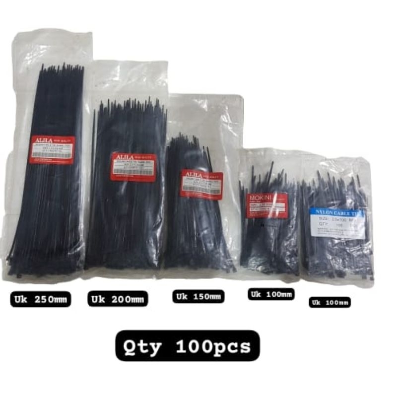 Jual KABEL TIES CABLE TIE UKURAN 100MM/150MM/200MM/250MM | Shopee Indonesia